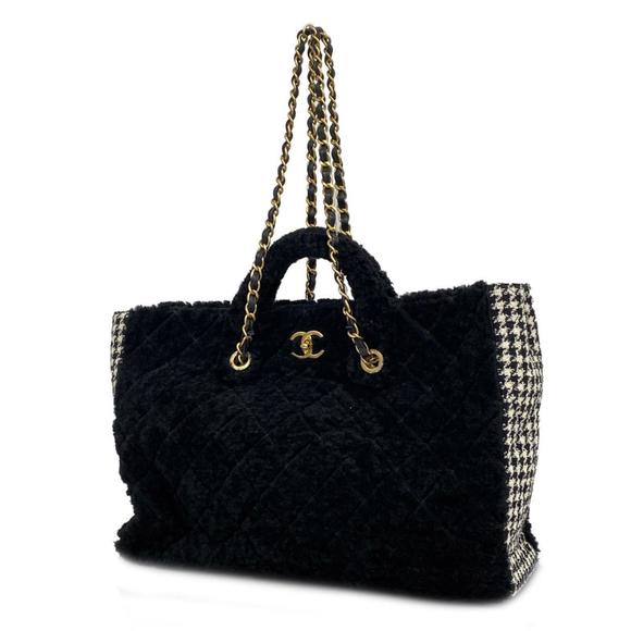 CHANEL | Bags | Chanel Handbag Matelasse Chain Shoulder Boa Black White ...
